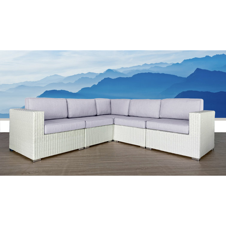 Wade Logan® Arnit 94'' Wide Outdoor Wicker Patio Sectional with Cushions & Reviews - Wayfair Canada